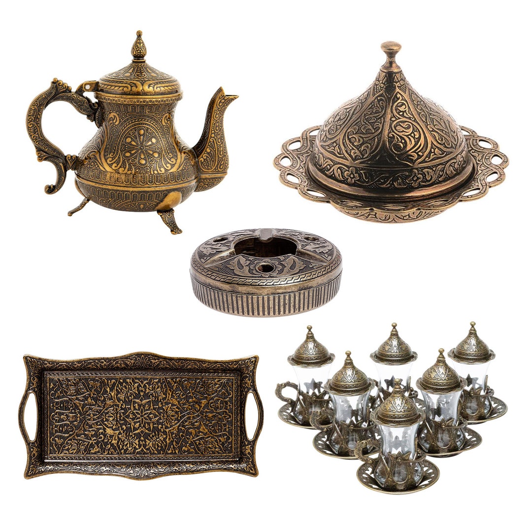 Authentic Turkish Tea Set 16 Handcrafted Traditional - Etsy