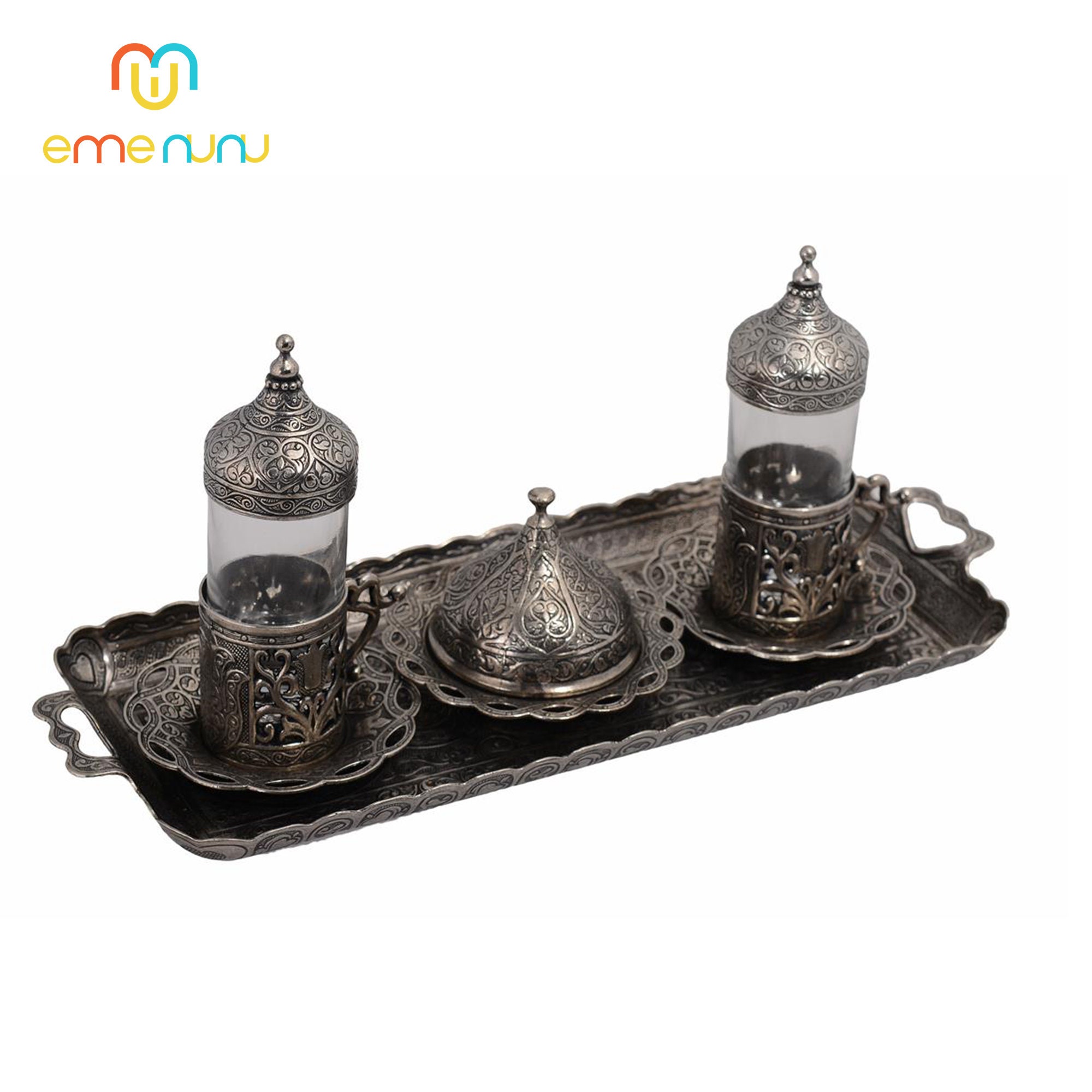 Turkish Ottoman-inspired Tea Set (40043) - Handcrafted Elegance for Two ...
