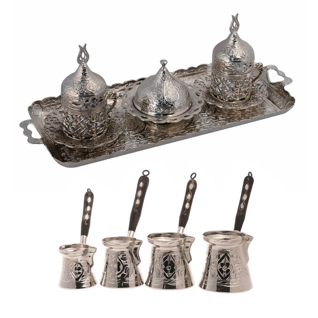 Handcrafted Turkish Coffee Set 111 Copper Tray, Sugar Bowl, 2 Coffee ...