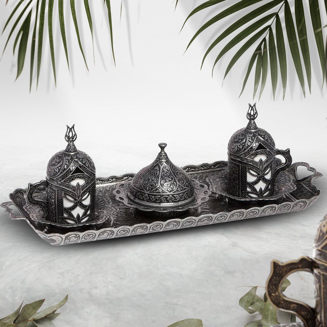 Turkish Coffee Set of 2, Handmade Turkish Coffee Set, Vintage Coffee ...