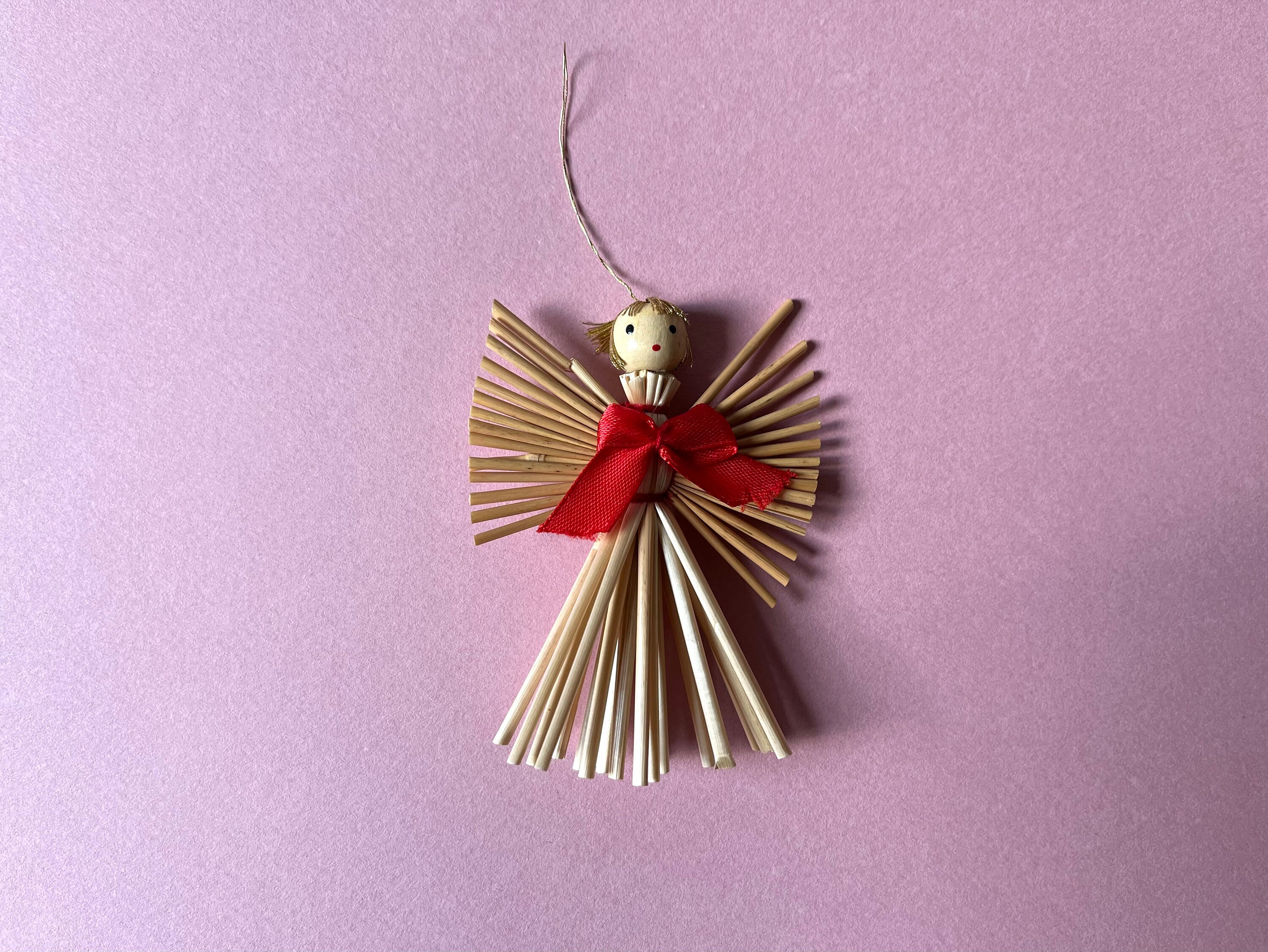 Vintage Set of 5 Straw Angels, Handmade Angel Decorations, Scandinavian ...