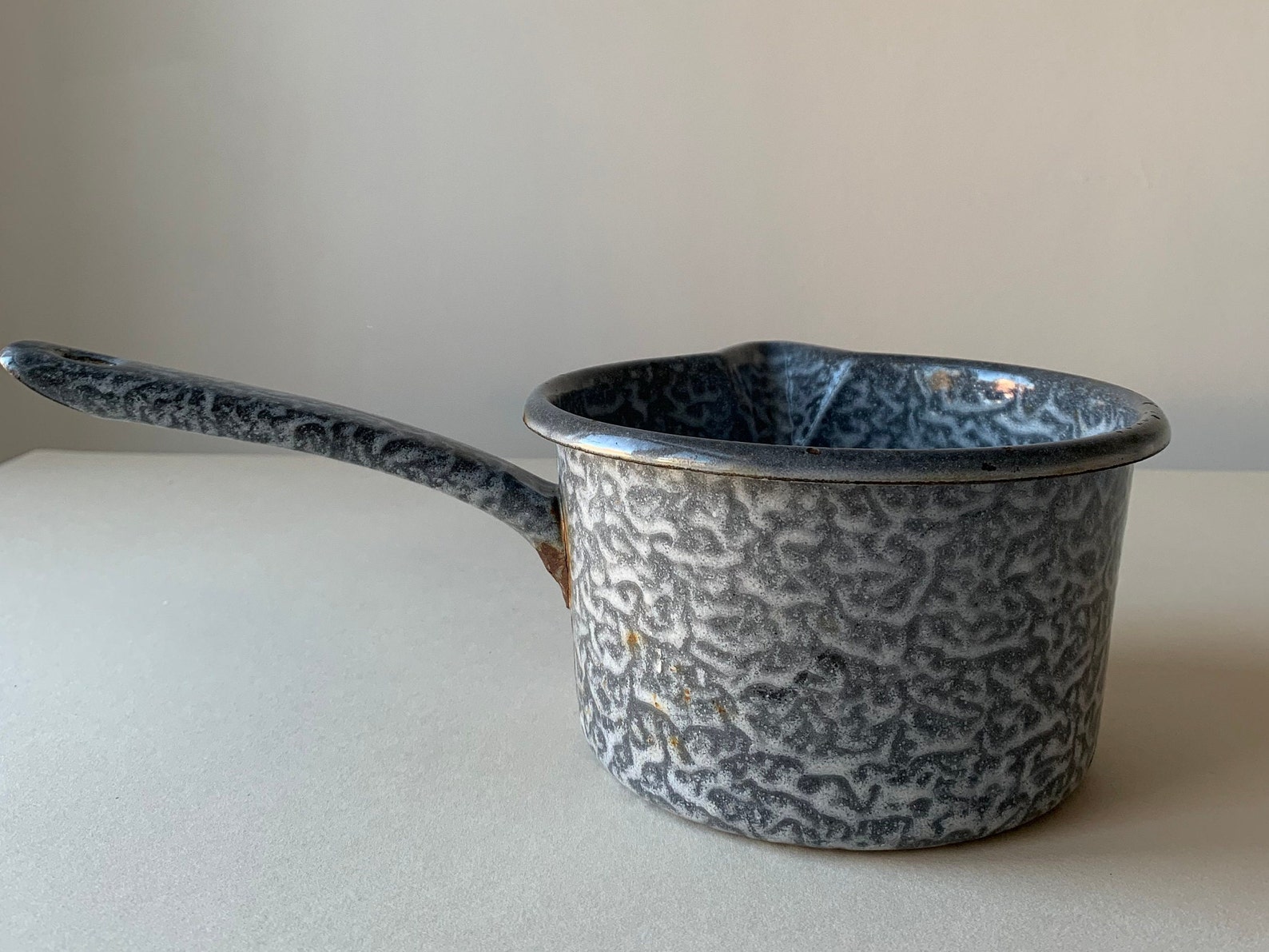 Vintage Dutch Marbled Grey Enamel Small Saucepan Enamelware - Etsy