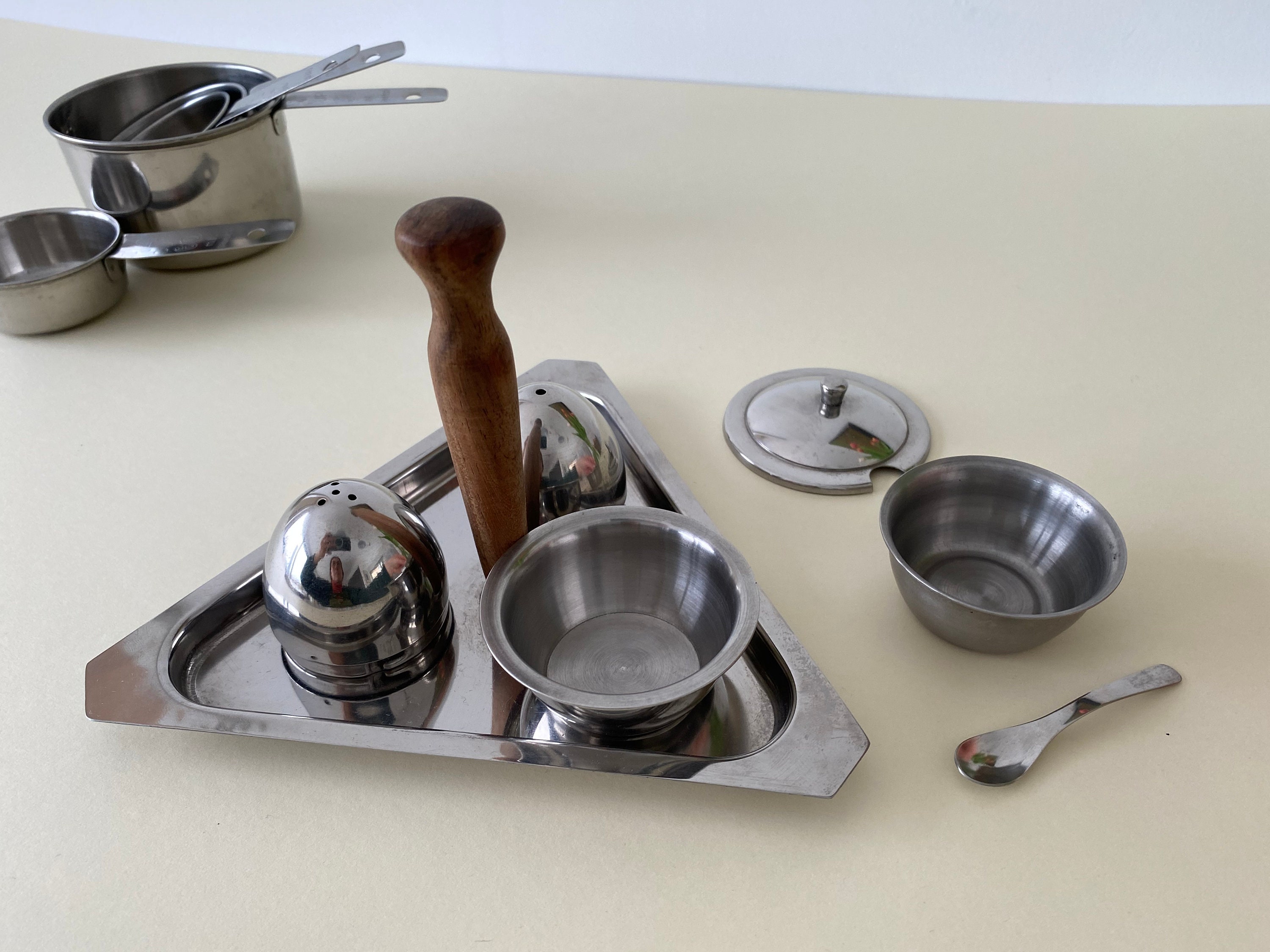 Mid Century Modern Condiment Tray With Wooden Handle Korean - Etsy