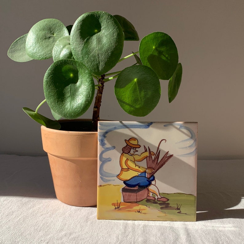 Vintage Handpainted Ceramic Tile Made in Spain Alcora - Etsy