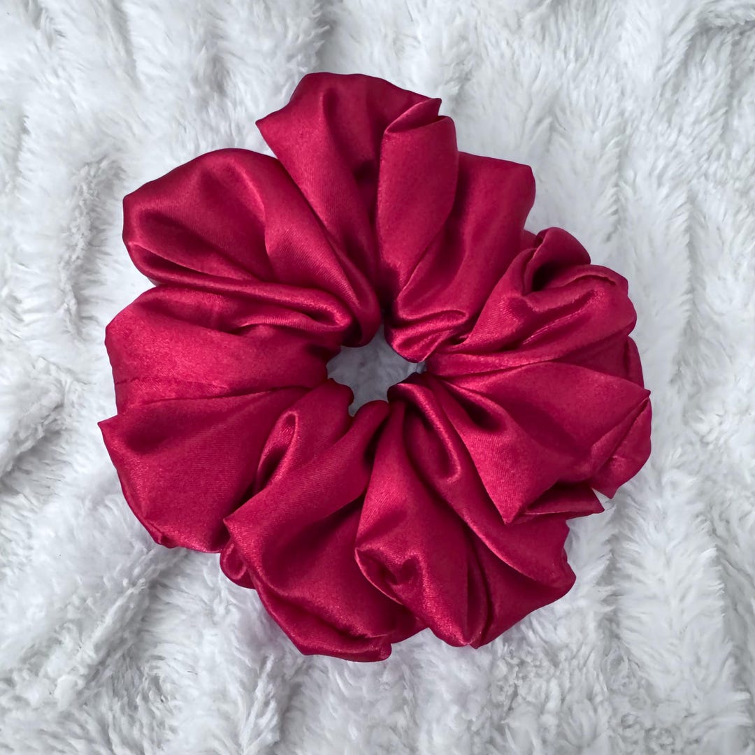 Red Christmas Scrunchie, Red Satin Scrunchie, Holiday Scrunchie, New ...