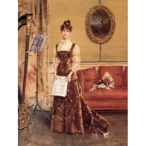 Hand Painted Beauty Art Paintings Alfred Stevens Woman Harp - Etsy