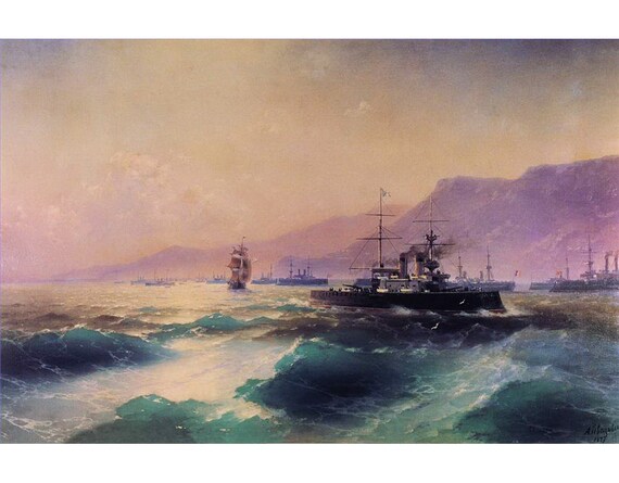 Battle of Sinop Ivan Aivazovsky sea naval war ship battleships 8 Hand ...