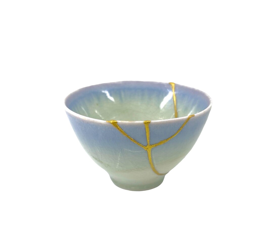 Kintsugi Teacup Sky Blue Light Green Teacup DISPLAY ONLY - Etsy