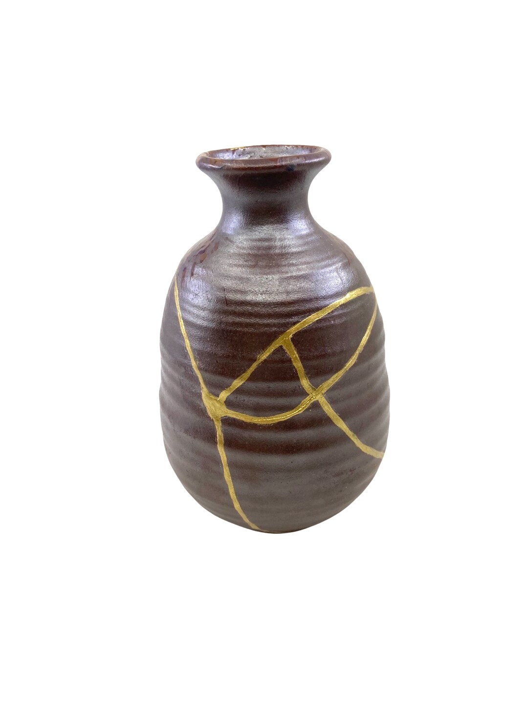 Kintsugi Sake Jug Earth Brown With Forest Green Speckle Glaze display ...