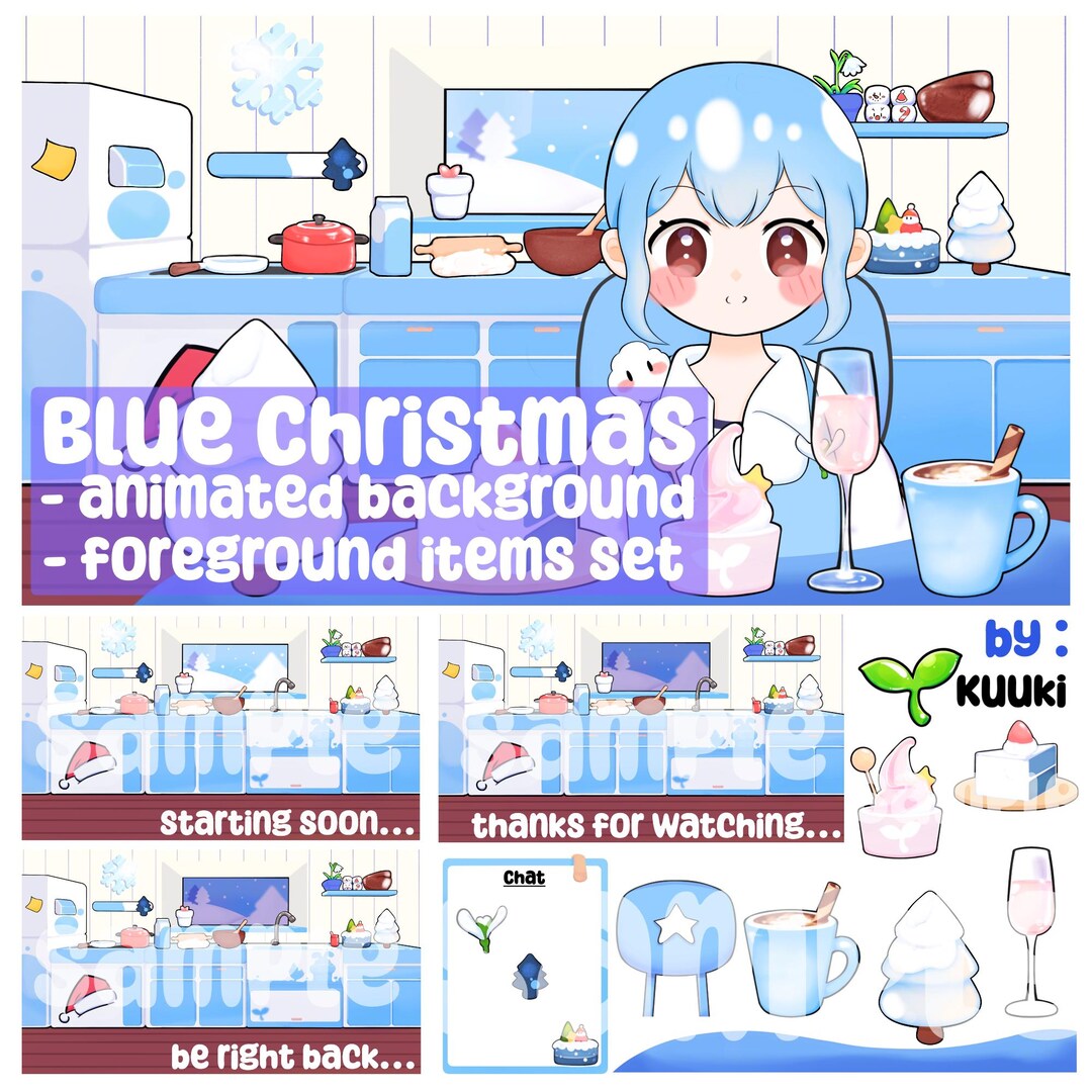 Blue Christmas Animated Background Items Set - Etsy