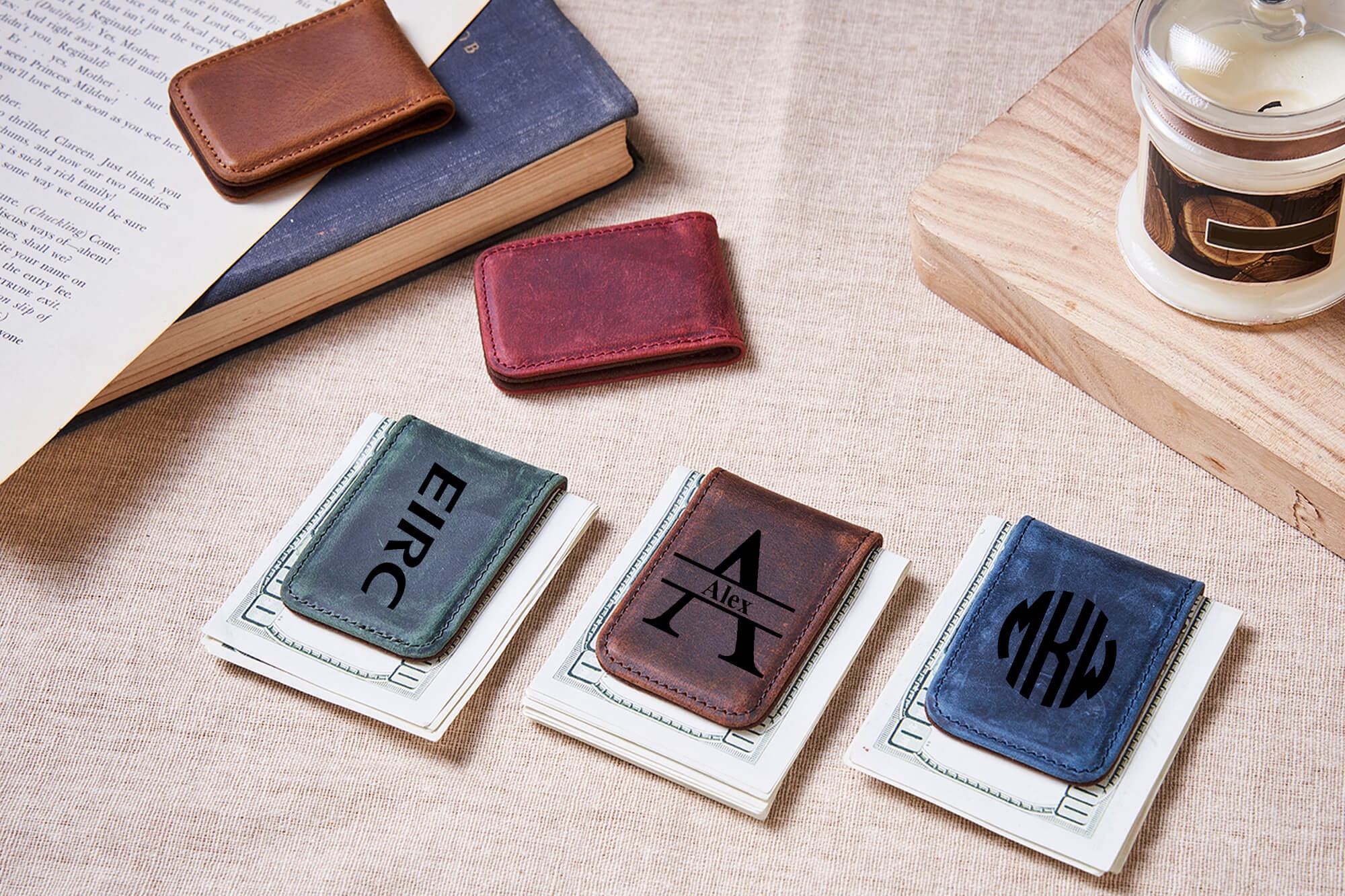 Personalized Money Clip / Full Grain Leather Magnetic Money Clip ...