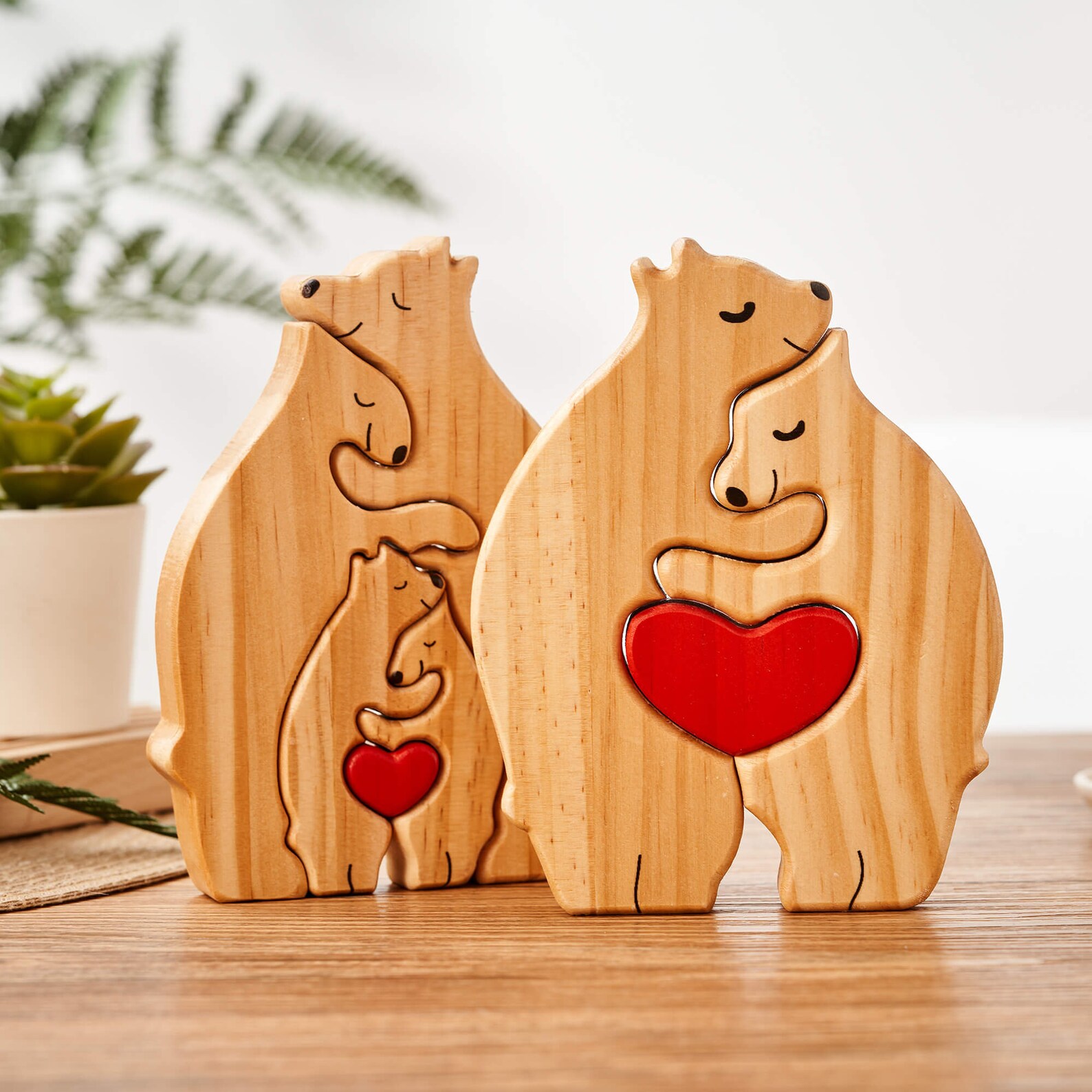 Wooden Bear Family Puzzle, Wooden Name Puzzle Mother's Day Gift, Custom ...