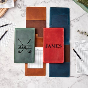 Leather Golf Scorecard Holder / Yardage Book Cover / Personalized Golf ...