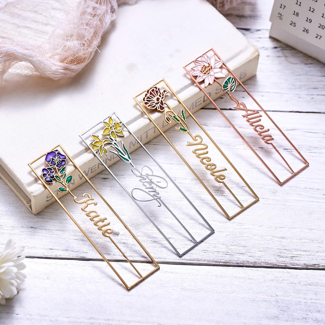 Colorful Custom Birthday Flower Bookmark,personalized Name Bookmark ...