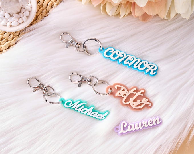 Personalized Acrylic Keychain, Backpack Name Keychain, 3D Name Tag ...