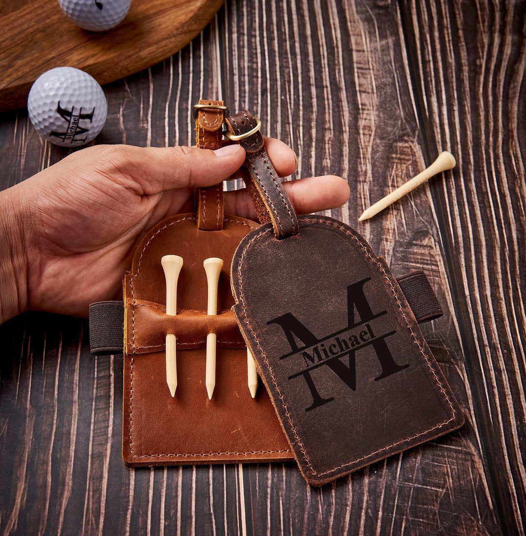 Personalized Golf Tag, Full Grain Leather Golf Bag Tag, Best Dad by Par ...