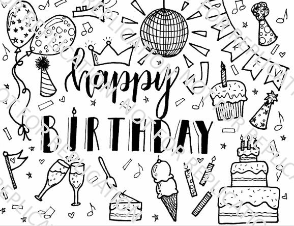 Happy Birthday Doodle Card - Etsy