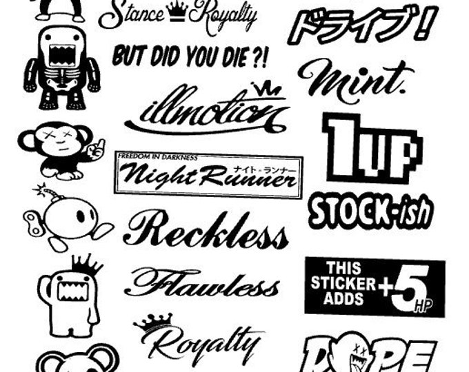 JDM Sticker Pack Tuner Vinyl 26 Stickers You Choose Color tgishsh - Etsy