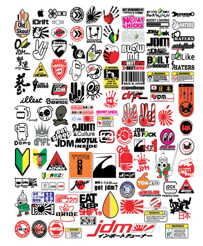 Jdm 80 Random Car Sticker Decal Pack Car Window Stickers for - Etsy