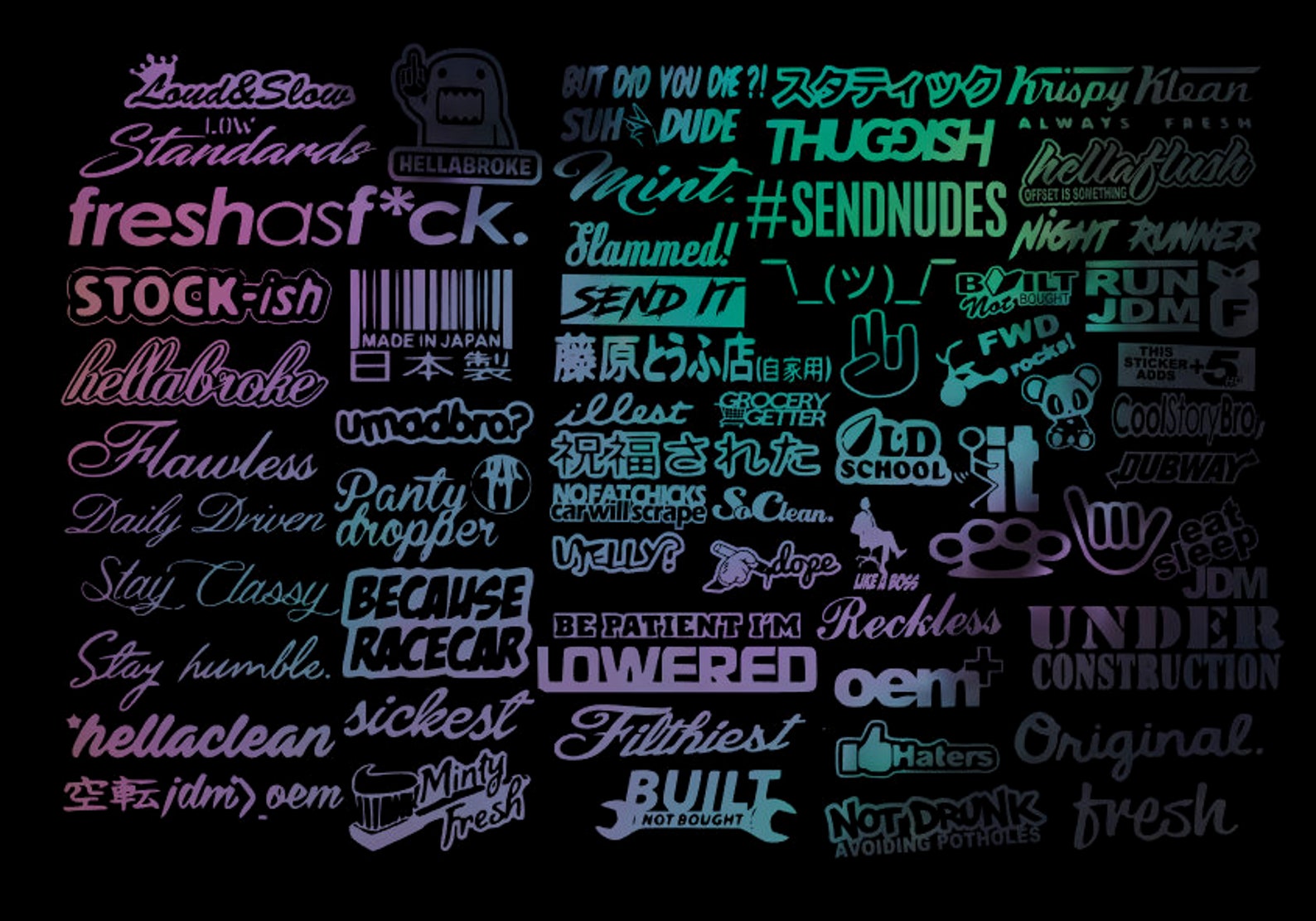 Jdm 63 Car Sticker Decal Pack Car Window Stickers for Jdm Slammed Race ...