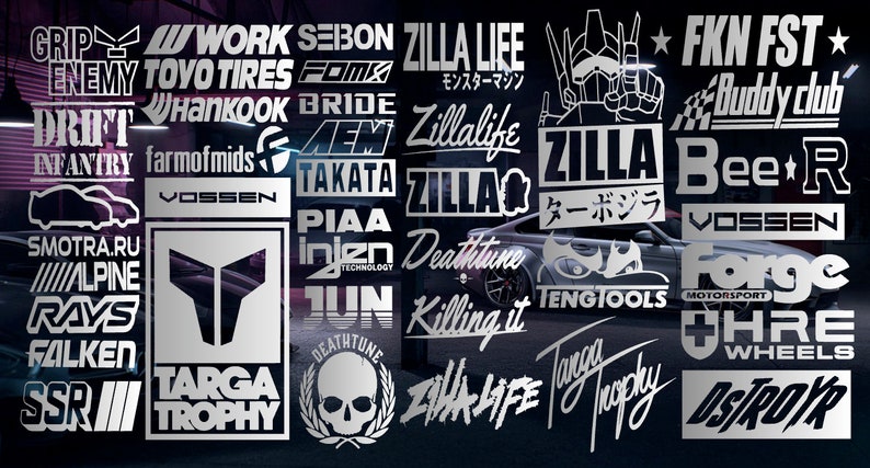 39 Automotive Sponsor Decals JDM Car Racing Drift Sticker - Etsy