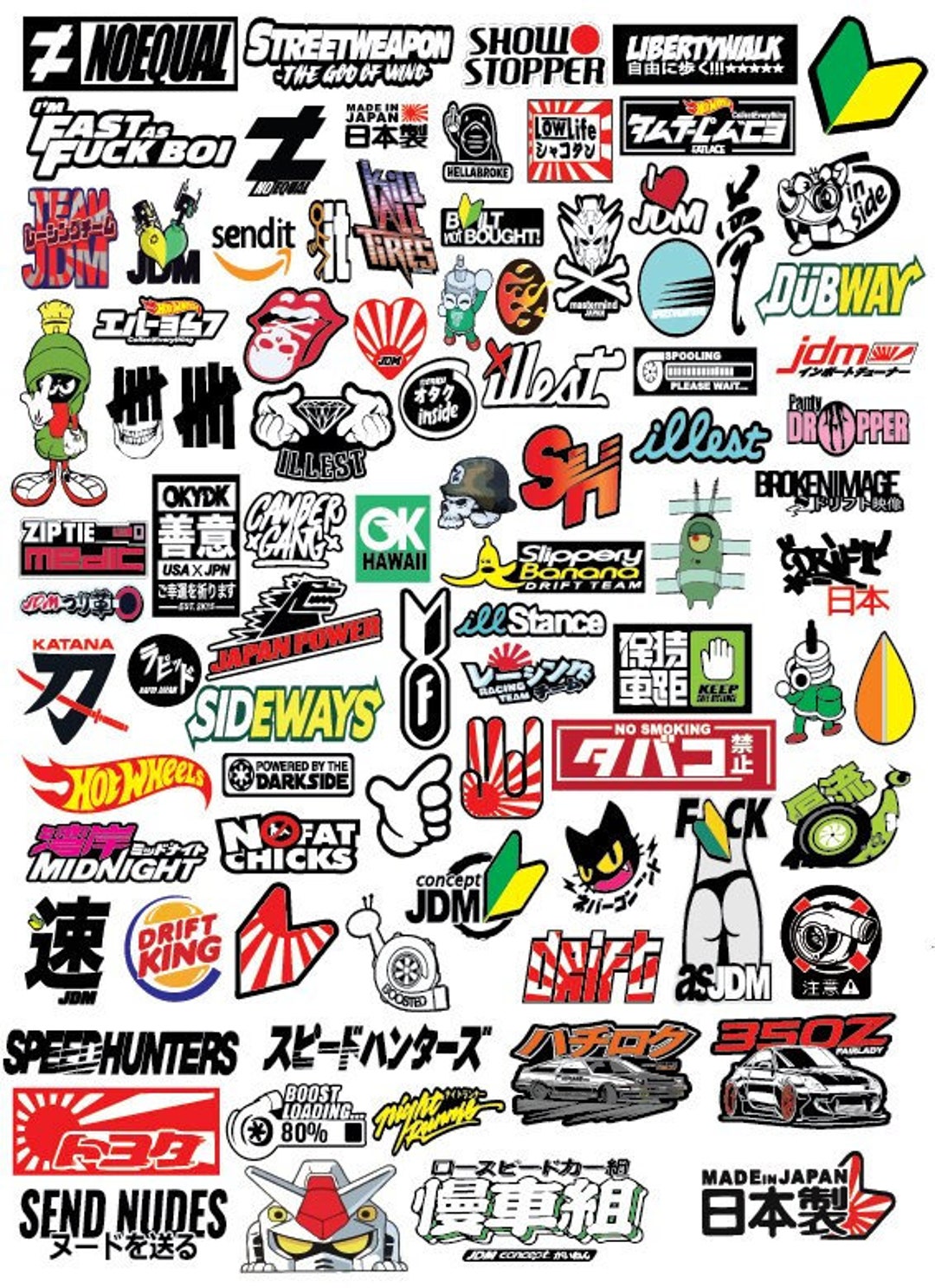 Jdm 35 Car Sticker Decal Pack Car Window Stickers for Jdm Slammed Race ...