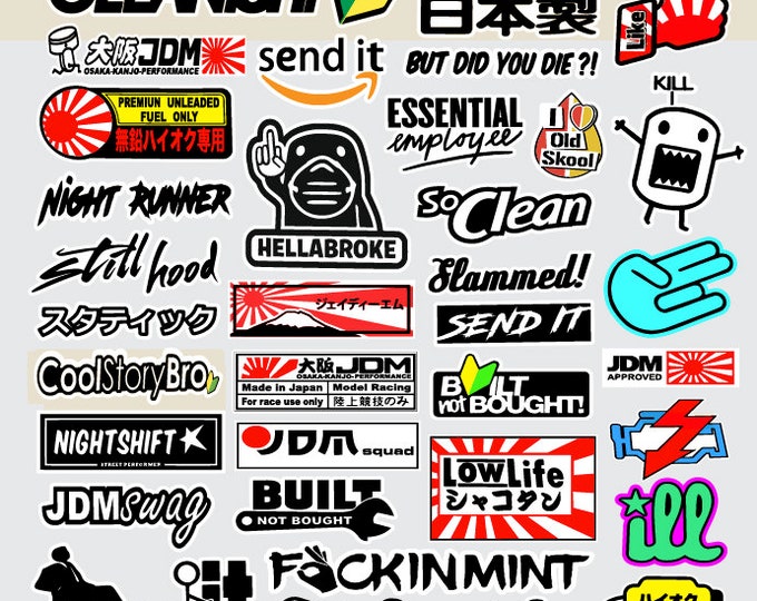 Jdm 26 Random Car Sticker Decal Pack Car Window Stickers for Jdm ...