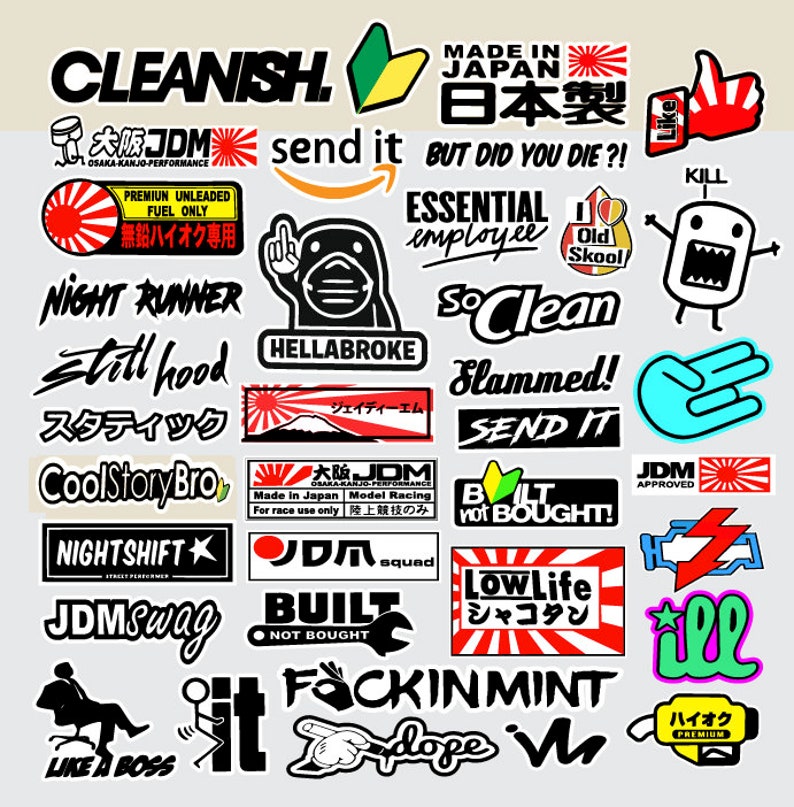 Jdm 26 Random Car Sticker Decal Pack Car Window Stickers for Jdm ...