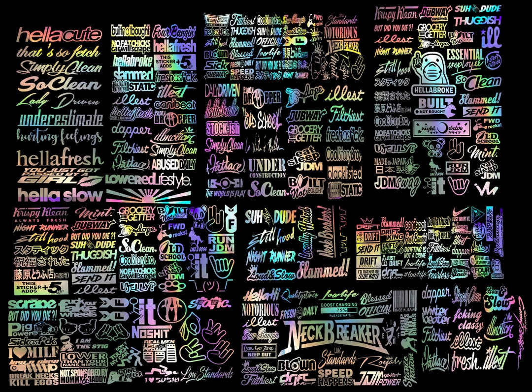 Jdm 63 Car Sticker Decal Pack Car Window Stickers for Jdm Slammed Race ...