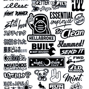 Jdm 35 Car Sticker Decal Pack Car Window Stickers for Jdm Slammed Race ...
