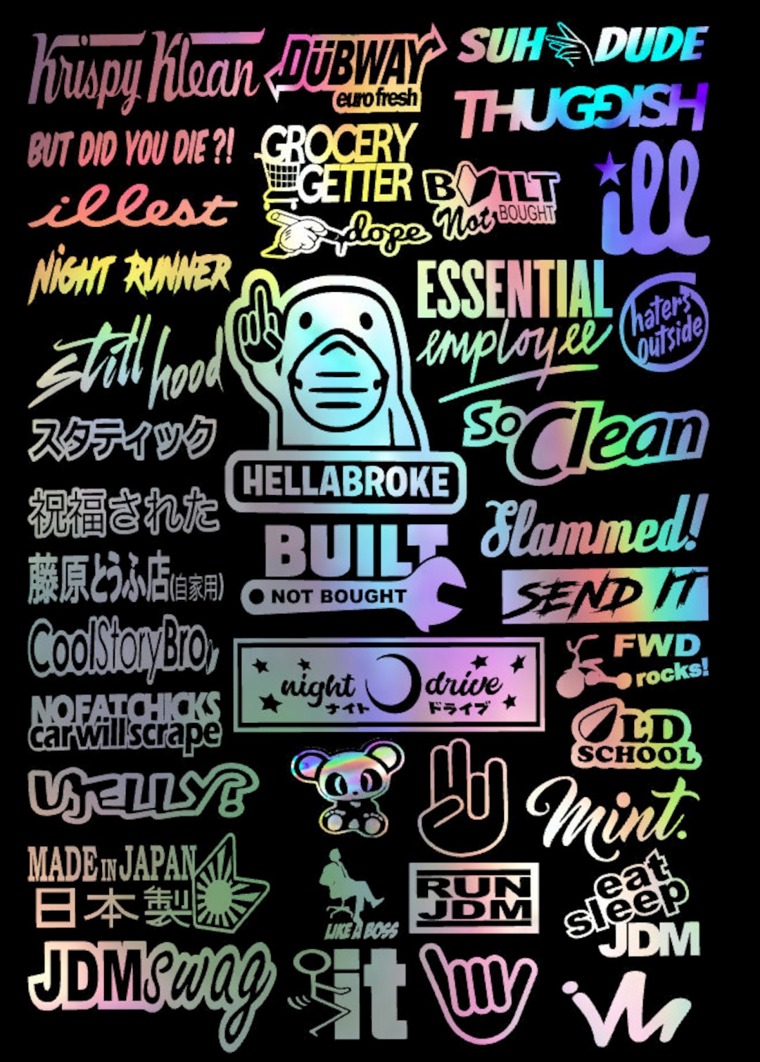 Jdm 35 Car Sticker Decal Pack Car Window Stickers for Jdm Slammed Race ...