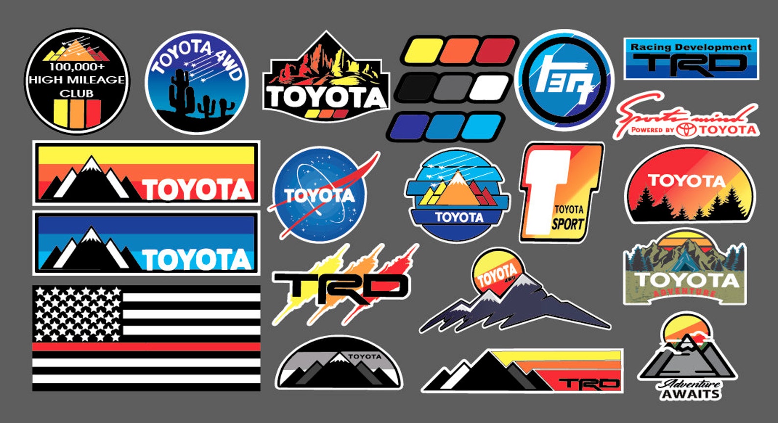 Toyota Sticker Tacoma Tundra 4WD TRD 4x4 Vintage Retro Logo Toyota ...