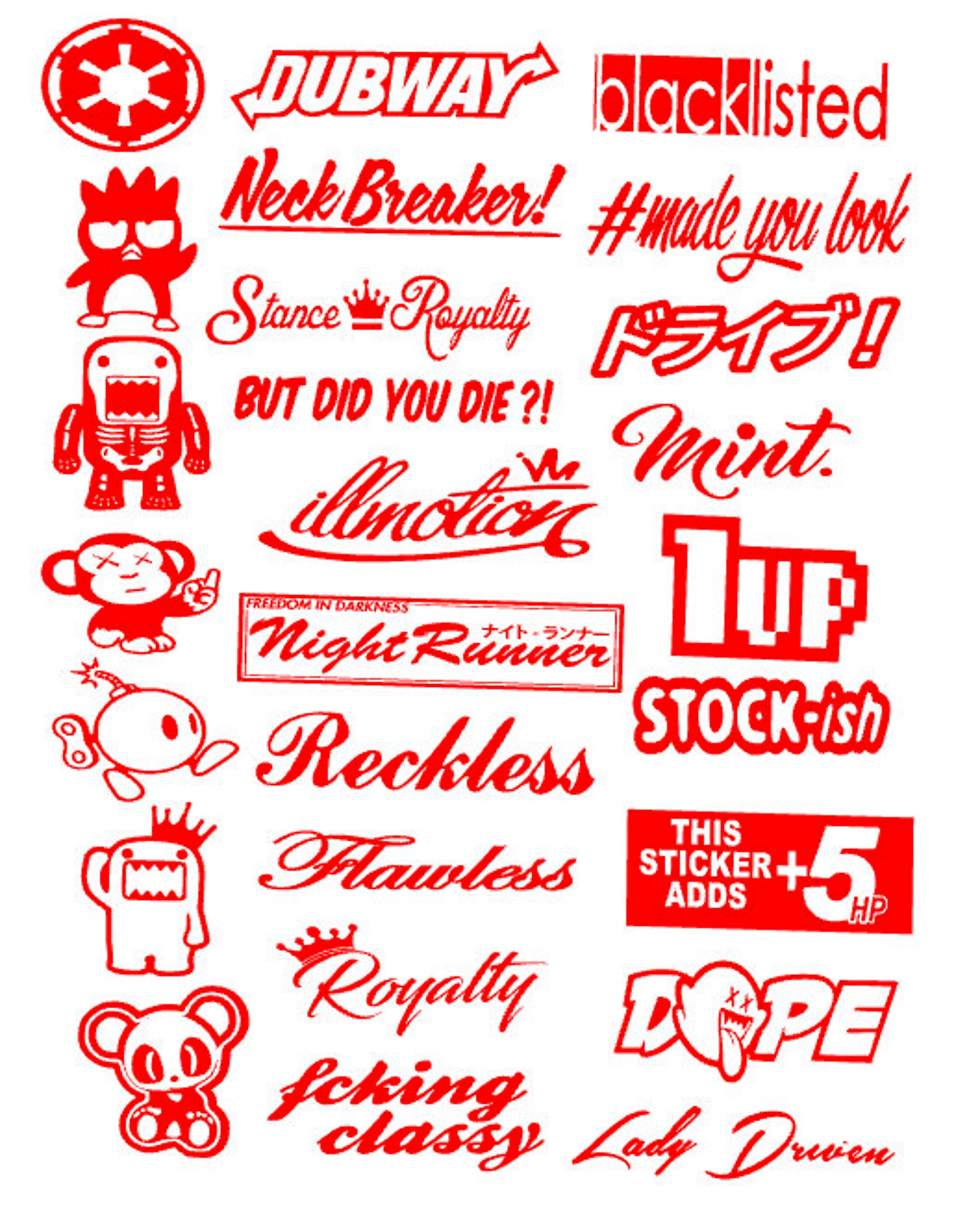 JDM Sticker Pack Tuner Vinyl 26 Stickers You Choose Color - Etsy UK