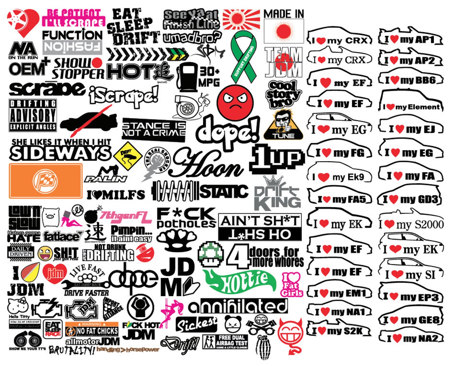 Jdm 80 Random Car Sticker Decal Pack Car Window Stickers for - Etsy