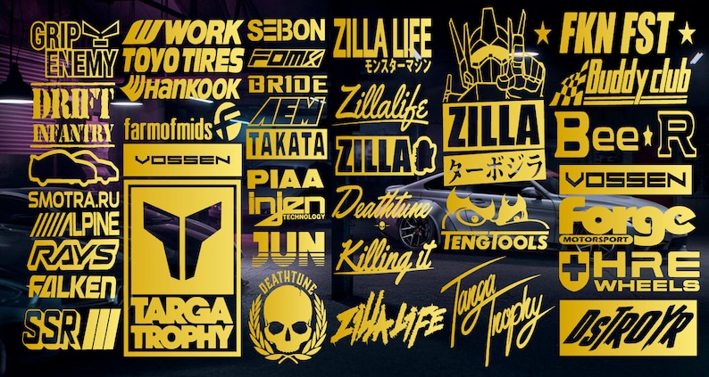 39 Automotive Sponsor Decals JDM Car Racing Drift Sticker - Etsy