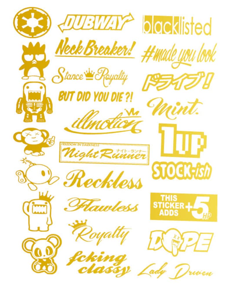 JDM Sticker Pack Tuner Vinyl 26 Stickers You Choose Color - Etsy