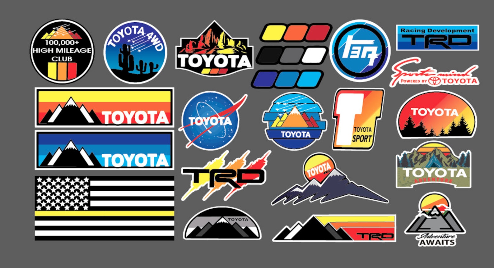 Toyota Sticker Tacoma Tundra 4WD TRD 4x4 Vintage Retro Logo Toyota ...