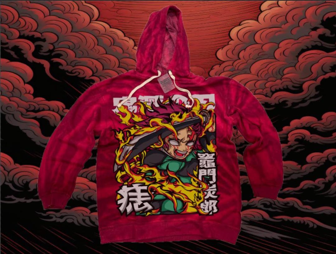 Anime Inspired Hoodie Demon Slayer Style Sweatshirt Graphic Manga ...