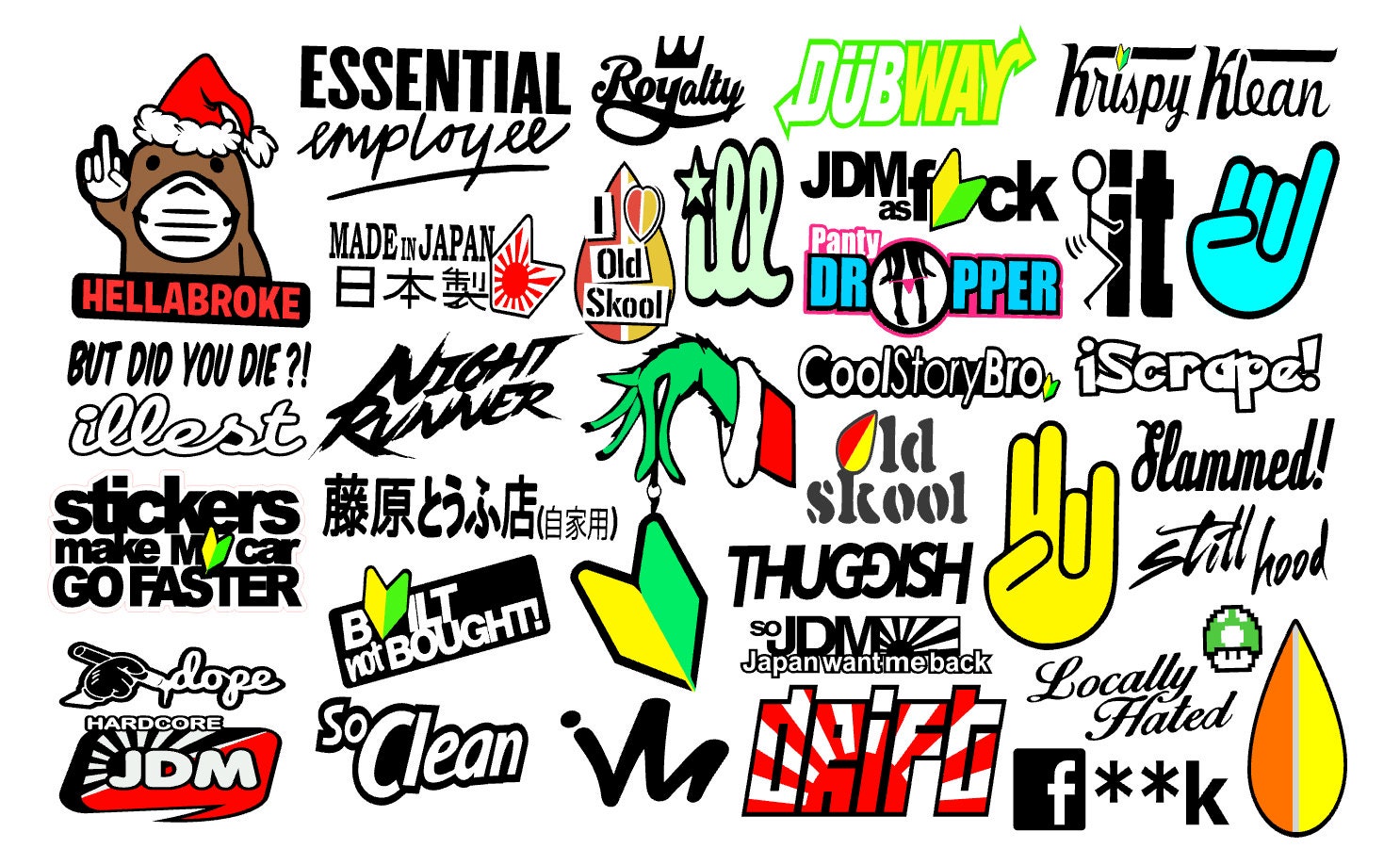 Jdm Car Sticker Decal Pack Car Window Stickers for Jdm Slammed Race ...