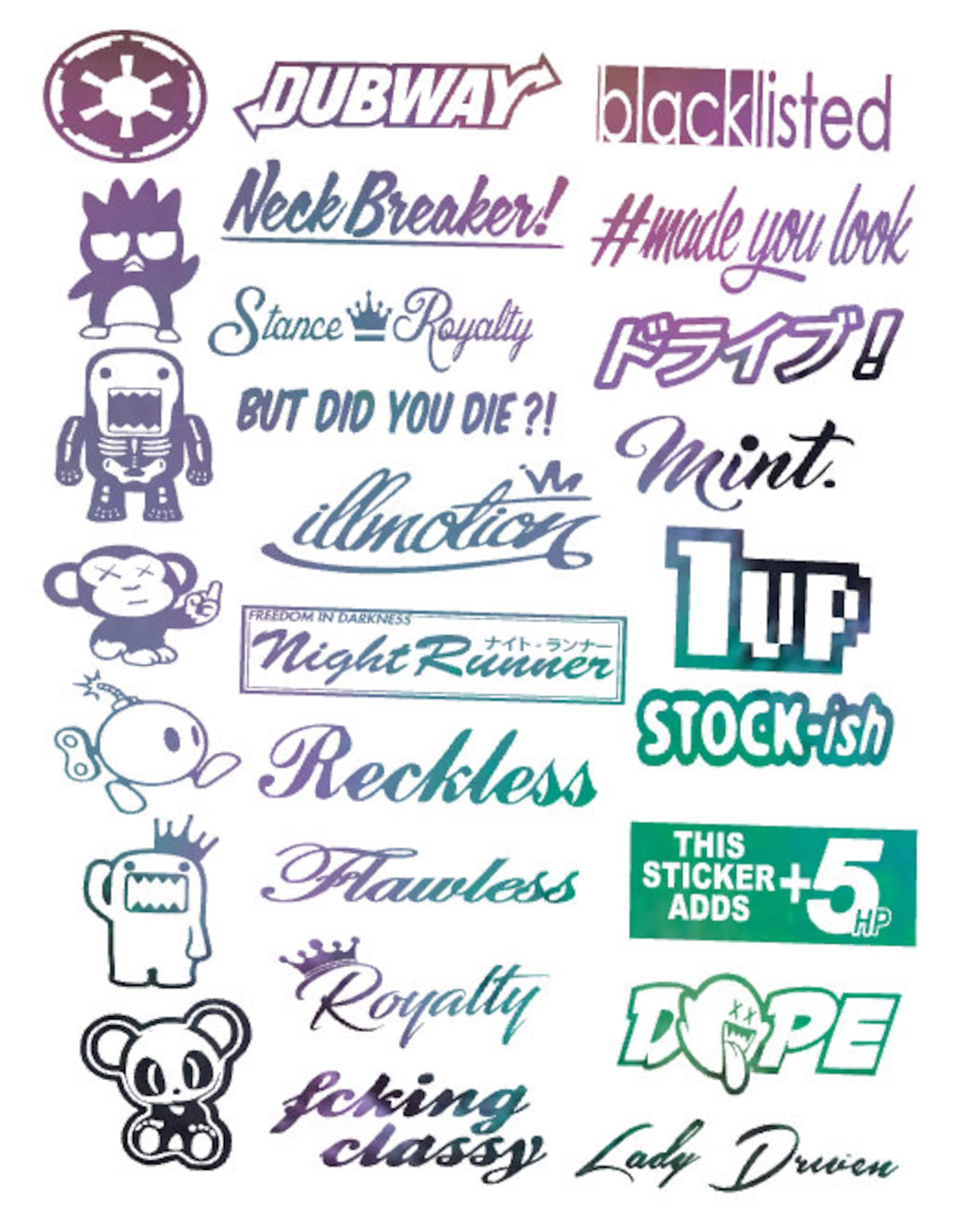 JDM Sticker Pack Tuner Vinyl 26 Stickers You Choose Color - Etsy