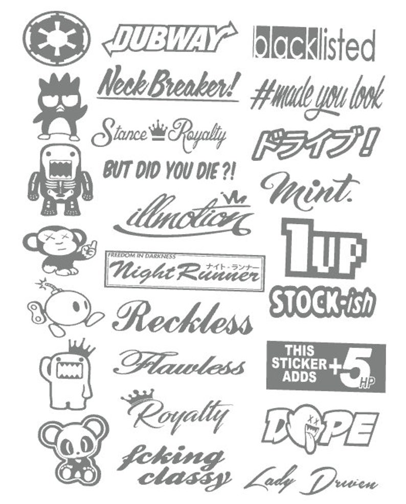 JDM Sticker Pack Tuner Vinyl 26 Stickers You Choose Color - Etsy