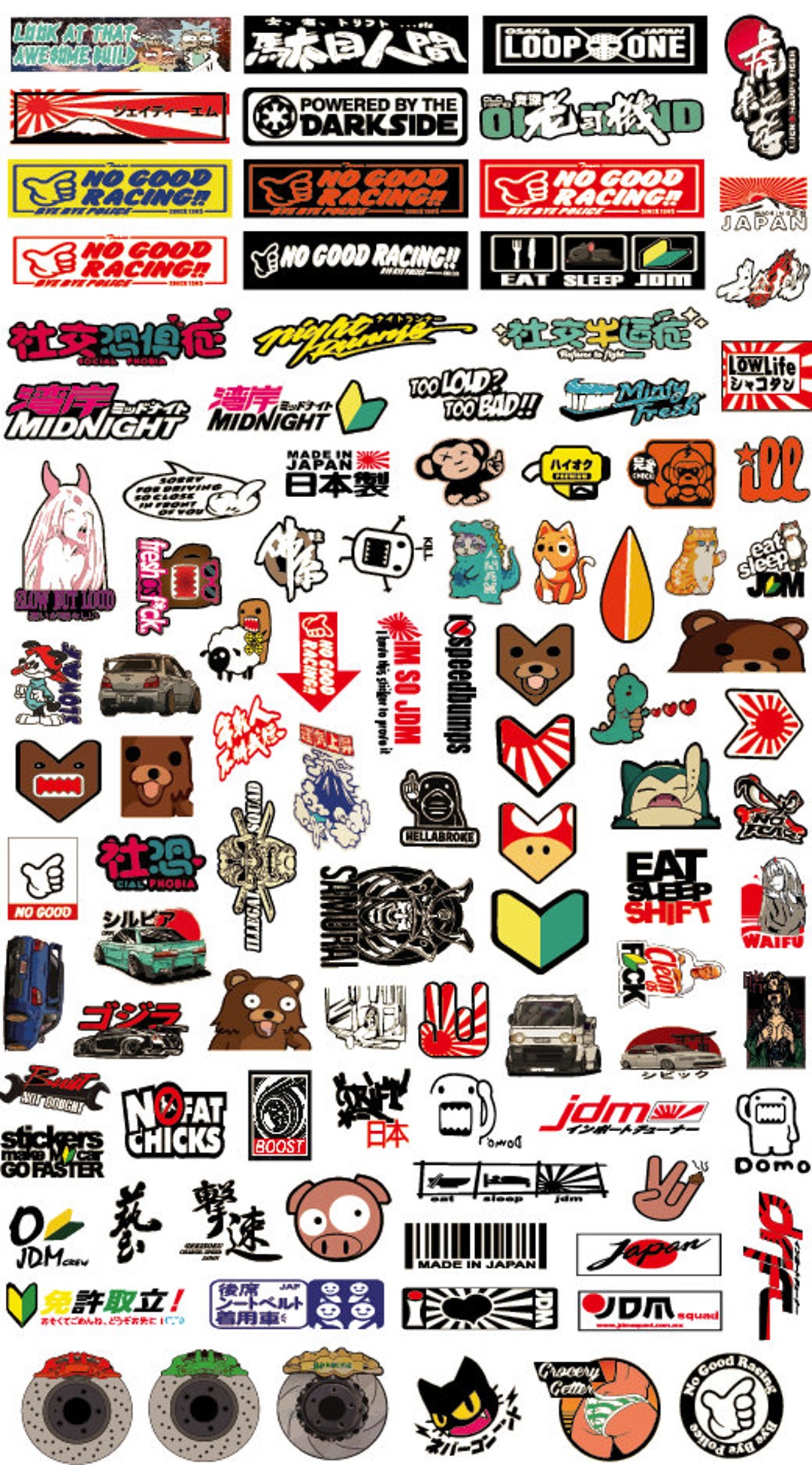 Jdm 100 Random Car Sticker Decal Pack Car Window Stickers for Jdm ...