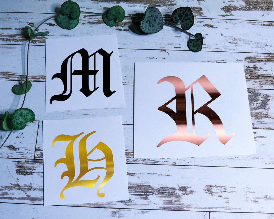 Custom Gothic Initial Vinyl Decal: Old English Letter Sticker - Etsy
