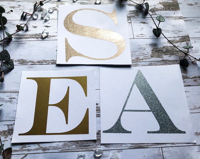 Letter Sticker Initial Stickers Vinyl Letters Minimalist Sticker Custom ...