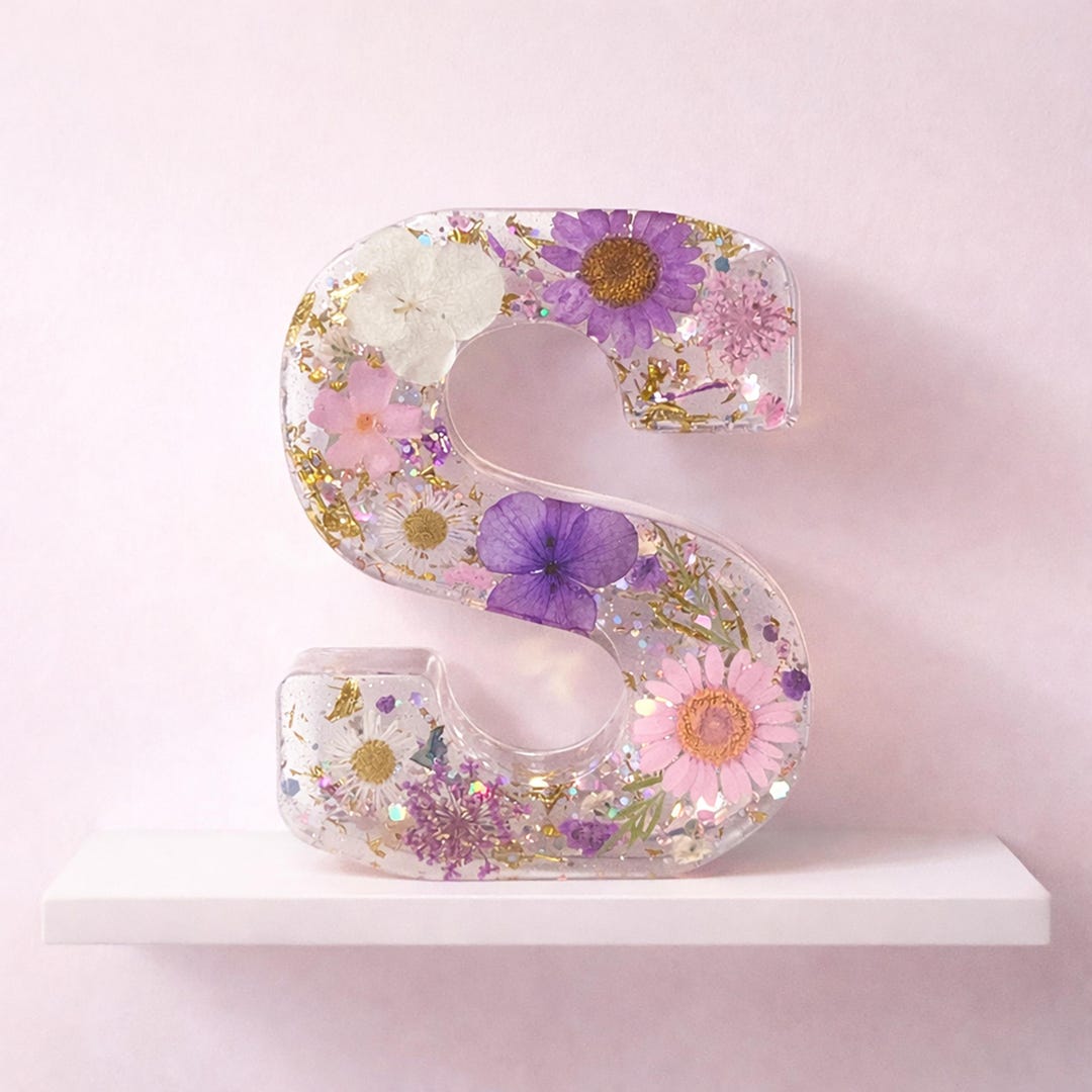 Resin Flower Letters – Handmade Floral Resin Initials With Dried ...