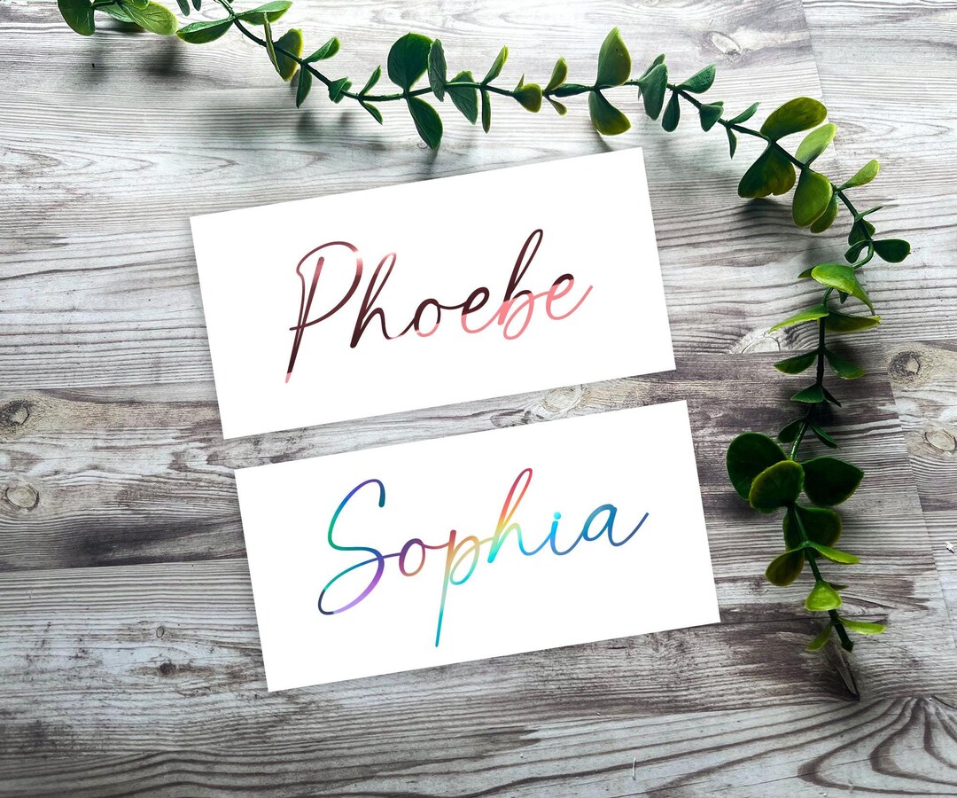 Custom Chrome Vinyl Name Stickers: Waterproof Decals, Bridal Shower ...