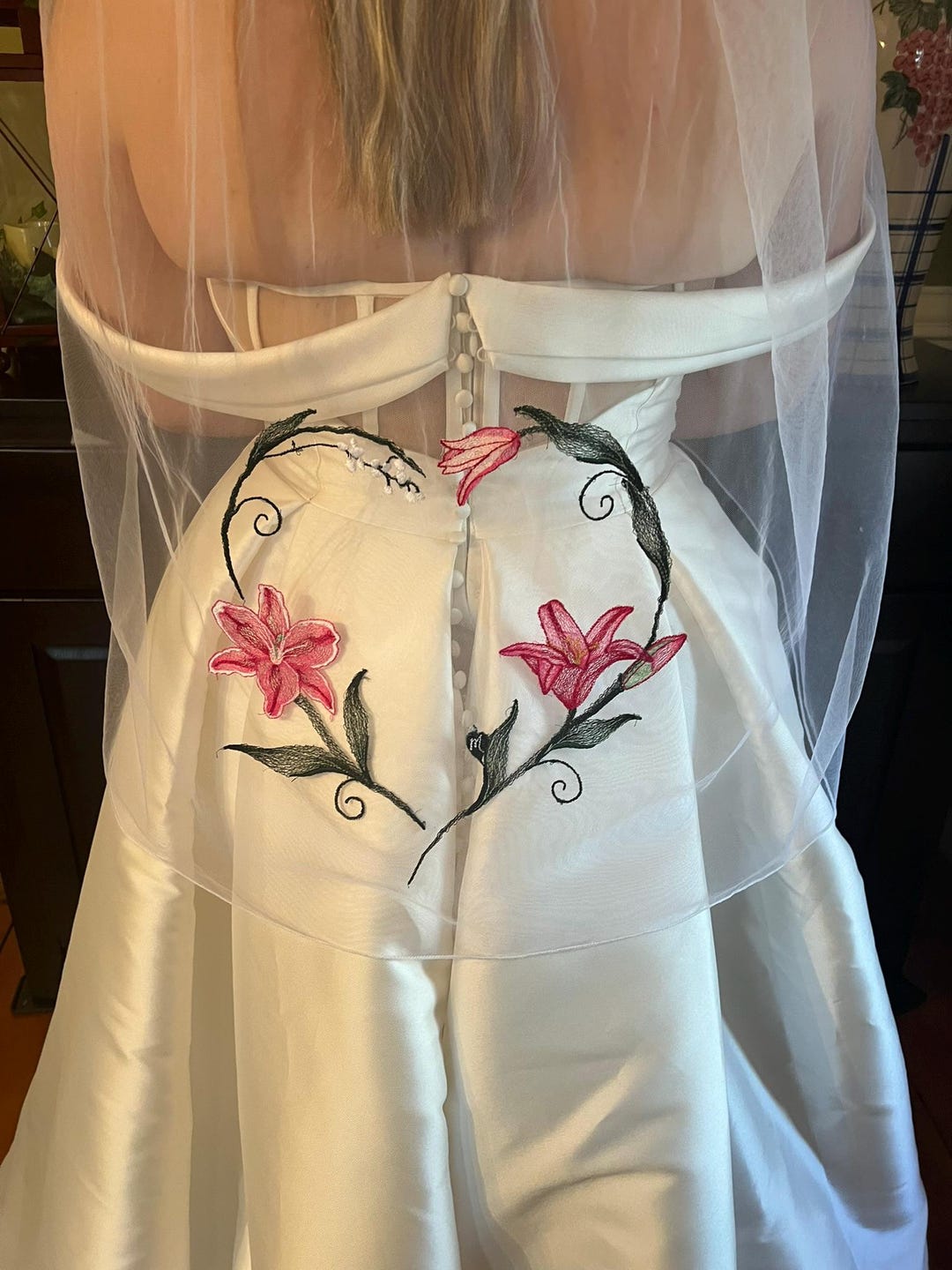 Pink Lilly Distinctive Embroidered Veil by Michele - Etsy