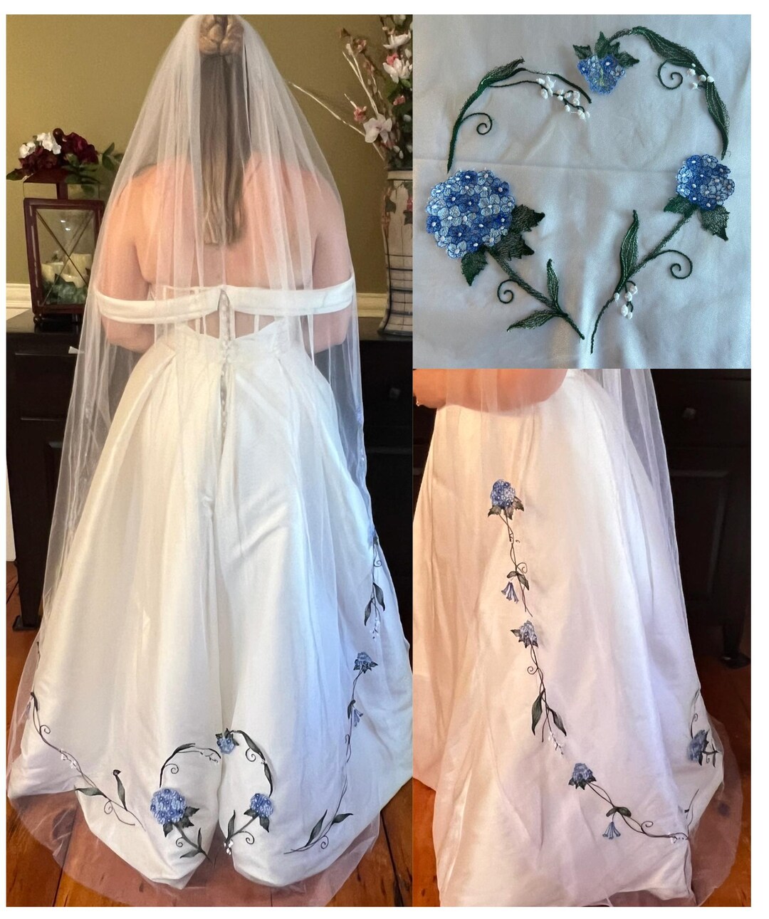 Blue Hydrangea Distinctive Embroidered Veil by Michele - Etsy