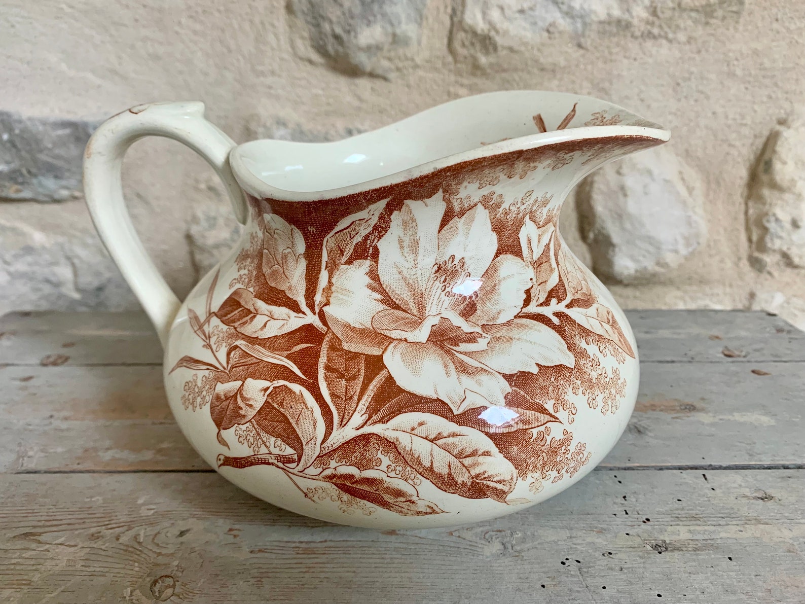 1890s ~ Ironstone Antique Water Pitcher ~ French Antique by Creil Et ...