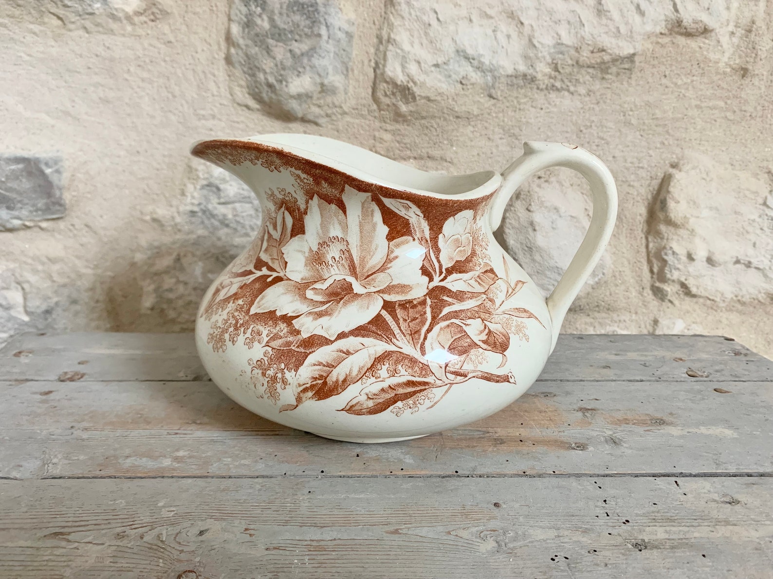 1890s ~ Ironstone Antique Water Pitcher ~ French Antique by Creil Et ...